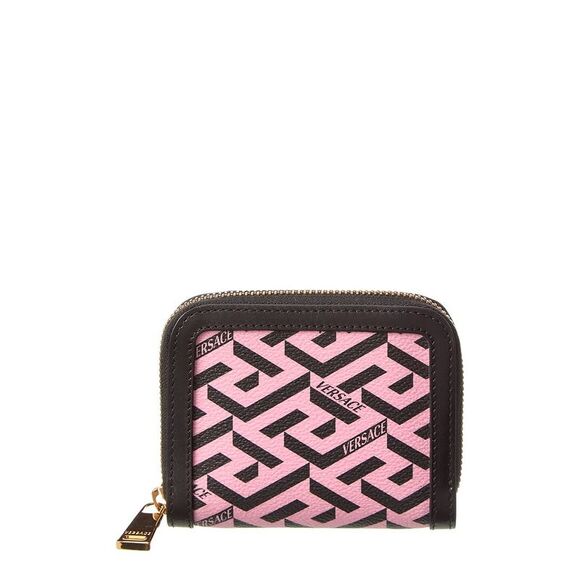 Versace | Bags | Versace La Greca Coated Canvas Leather Coin Purse Pink ...